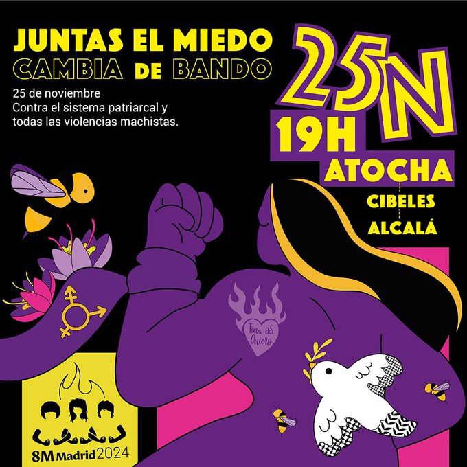 Manifestación 25N de la Comisión 8M del Movimiento Feminista de Madrid: todos los detalles ...
